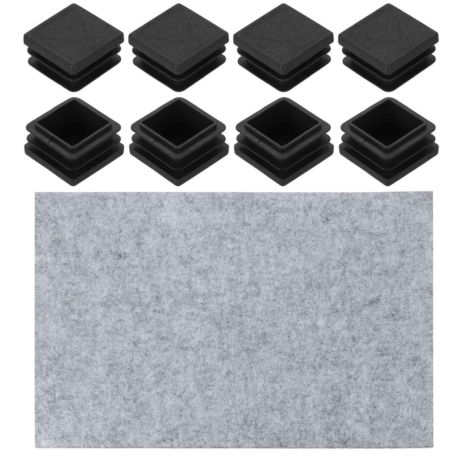 8 Pack Square Plastic Plugs with Furniture Felt Pad, 28mm/1.1" Tubing ...