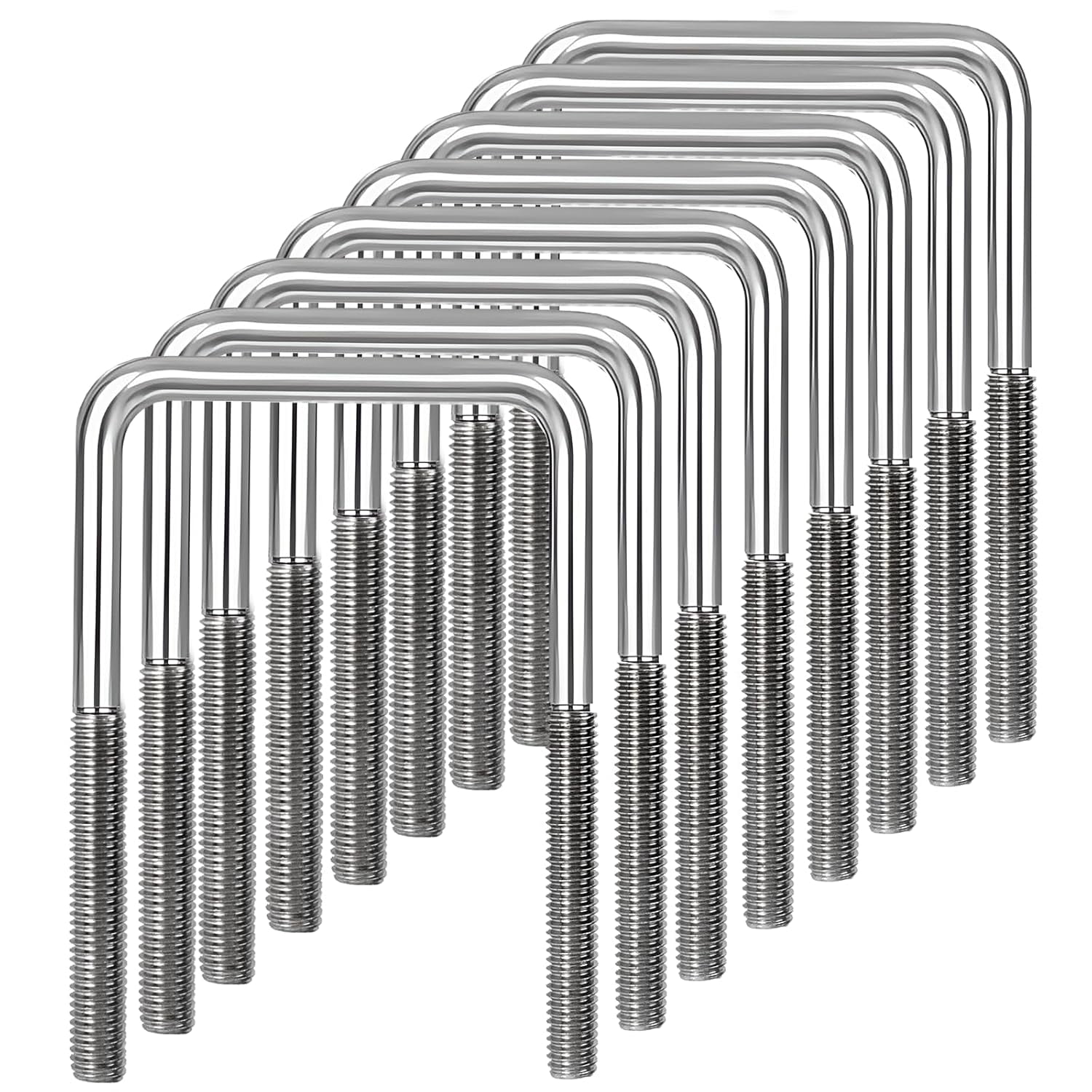 8 Pack Square U-Bolts, Stainless Steel U-Bolts, 2-1/2" Inner Width ...