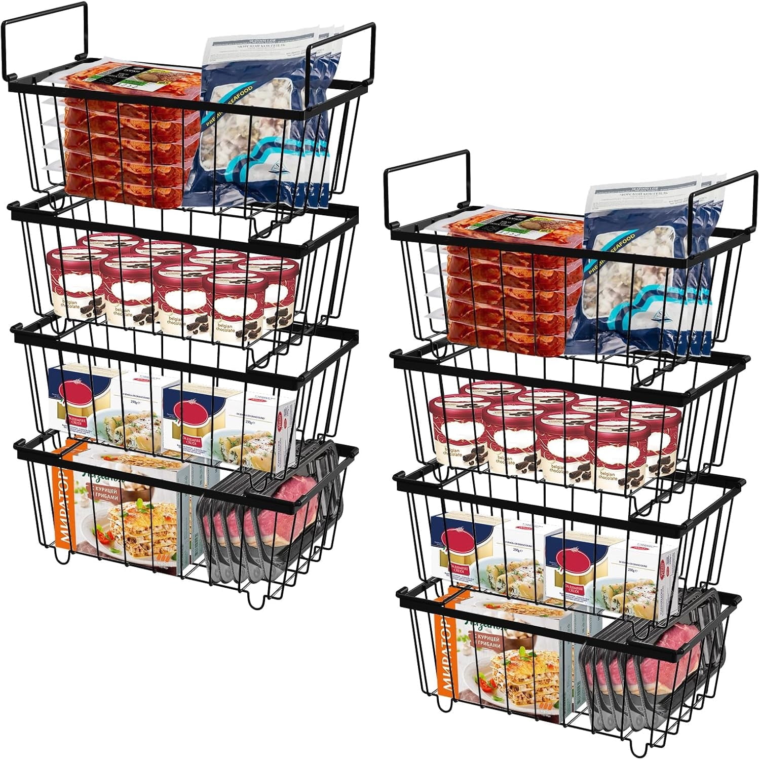 8Pack Freezer Organizer Bins, Stackable Deep Freezer Organizer Bins for ...