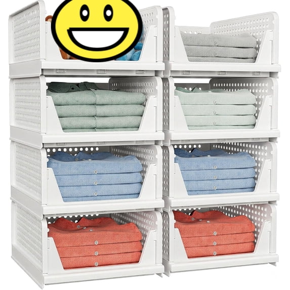 8 Pack Stackable Closet Storage Basket - Stackable Storage Bins ...