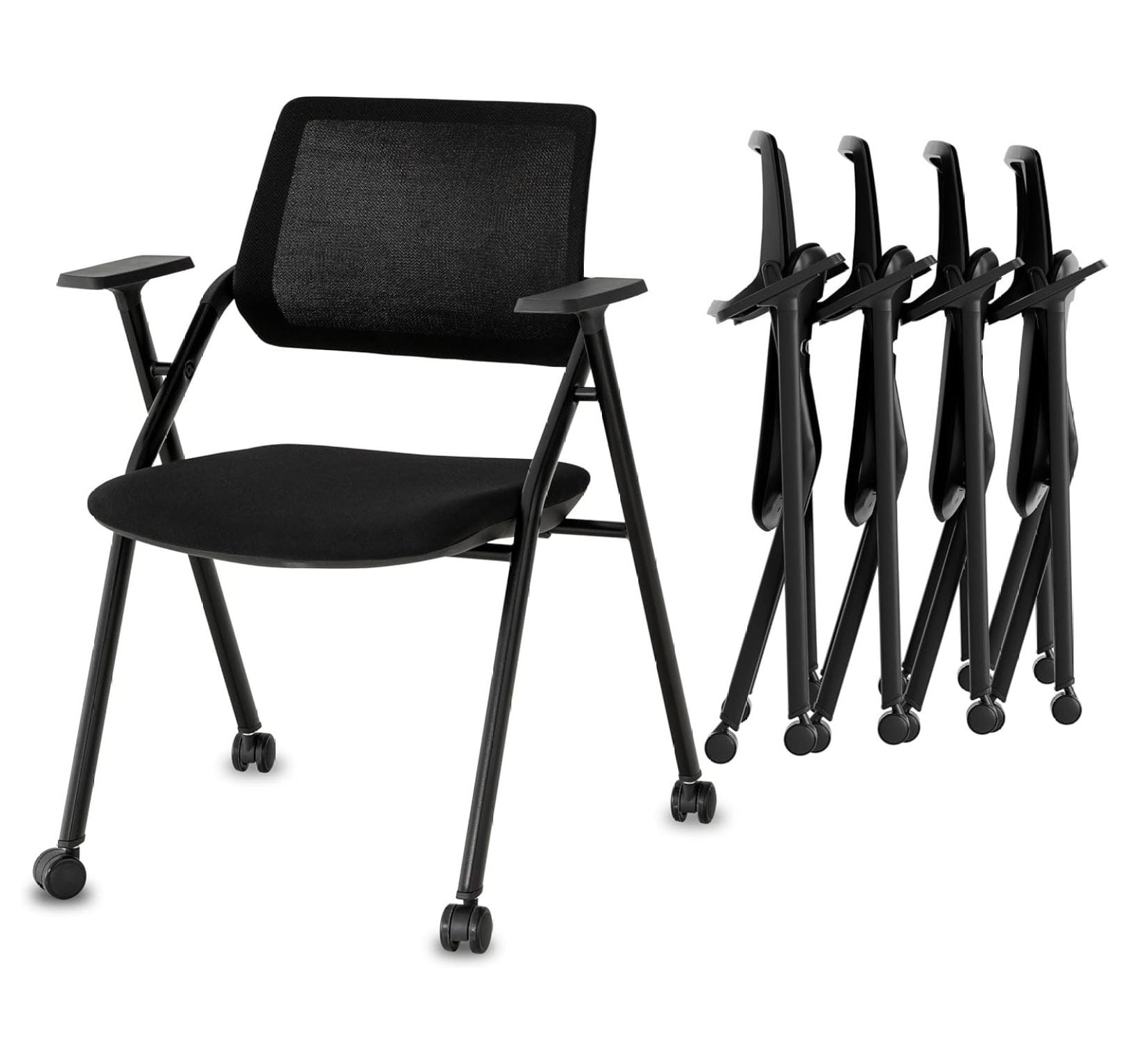 8 Pack Stackable Conference Room Chairs, Folding Office Chairs with ...