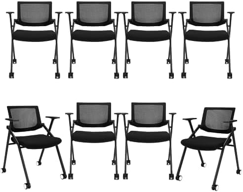 8 Pack Stackable Conference Room Chairs with Wheels and Paddle ...