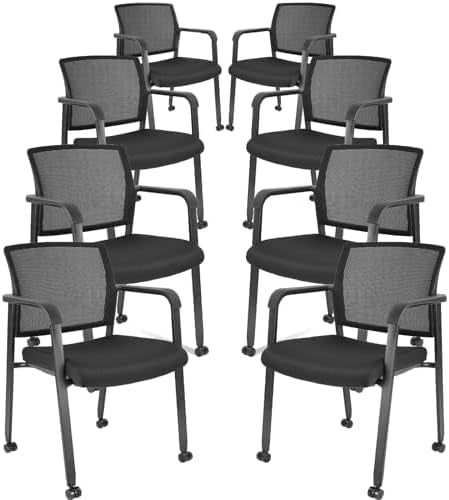 8 Pack Stackable Conference Room Chairs with Wheels and Paddle ...