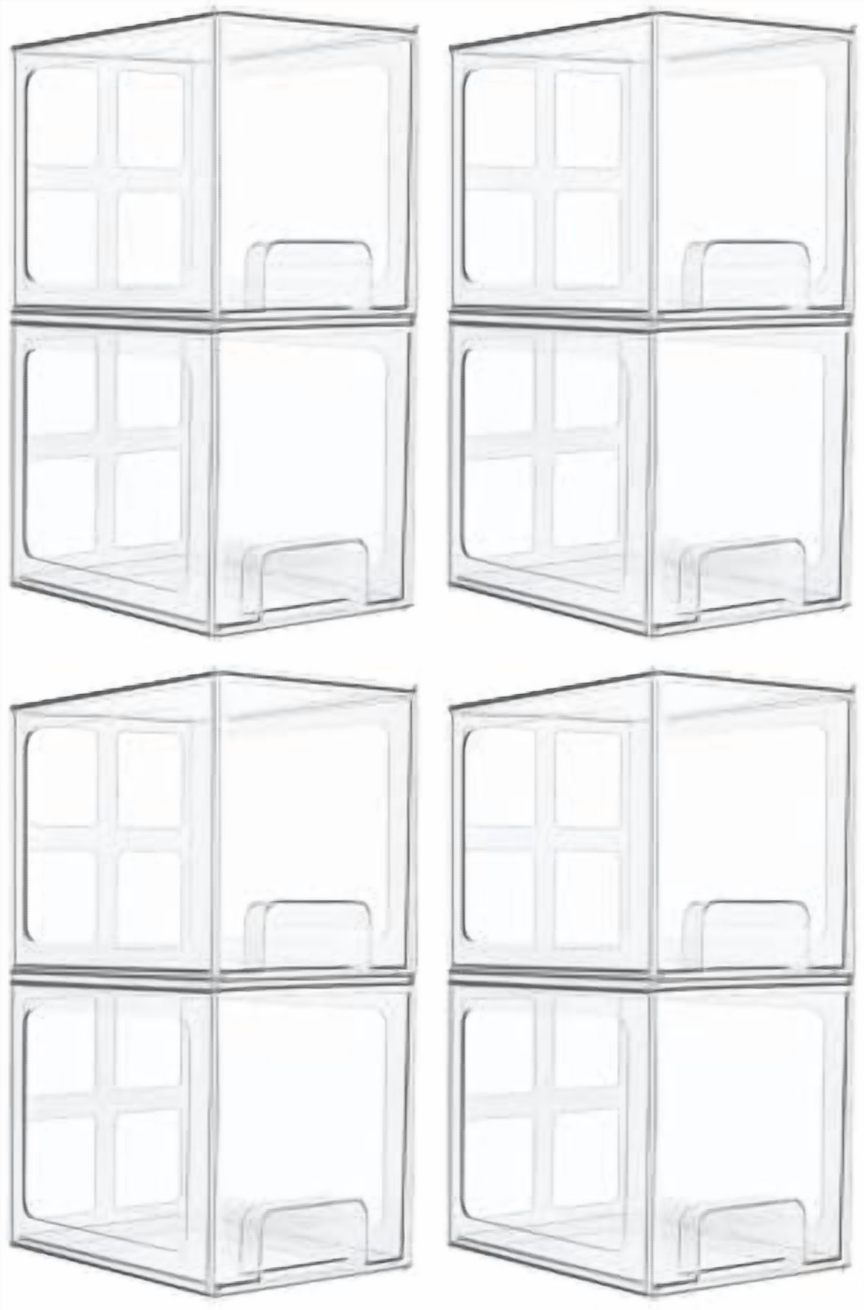 8 Pack Stackable Under Sink Organizer Drawers, Clear Acrylic Storage ...