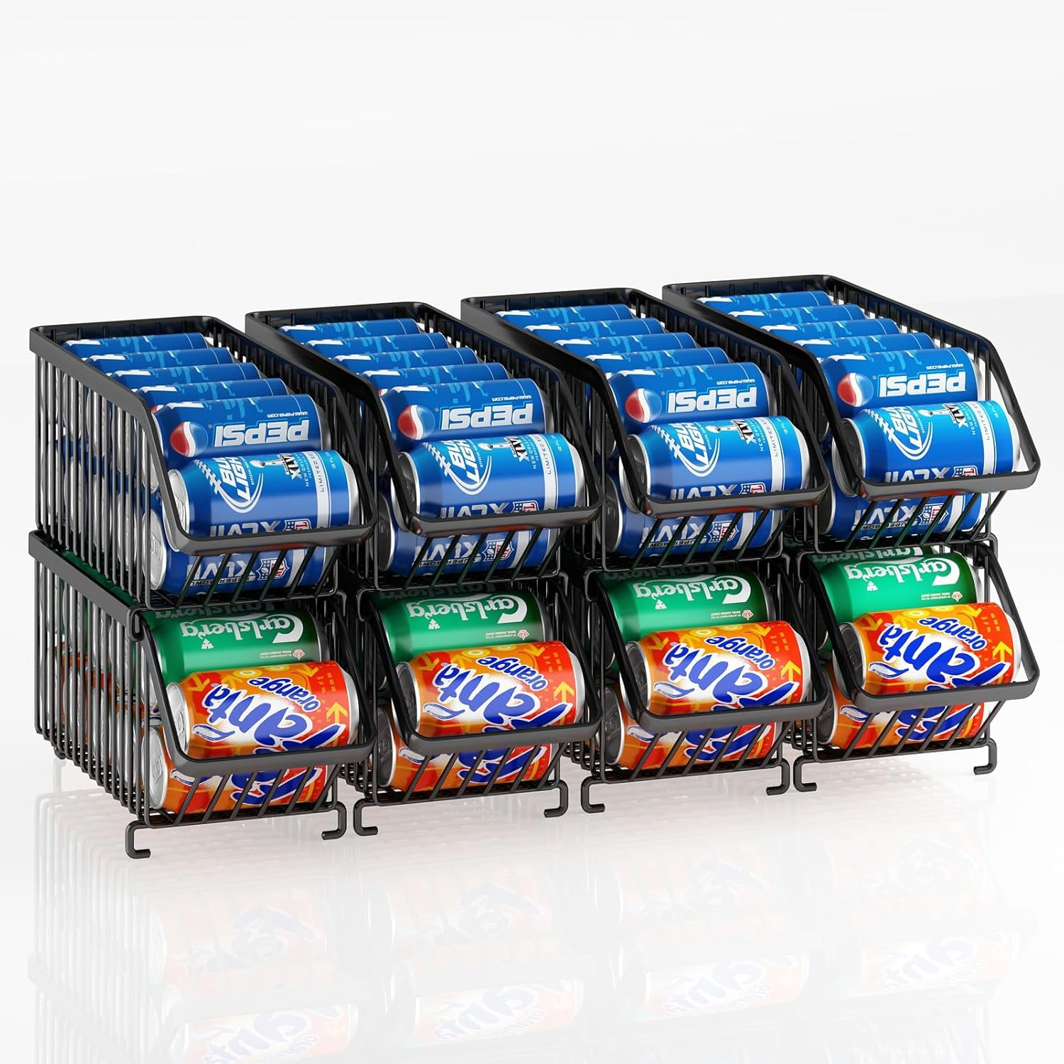 8 Pack Stackable Soda Can Organizer for Refrigerator, Can Holder ...