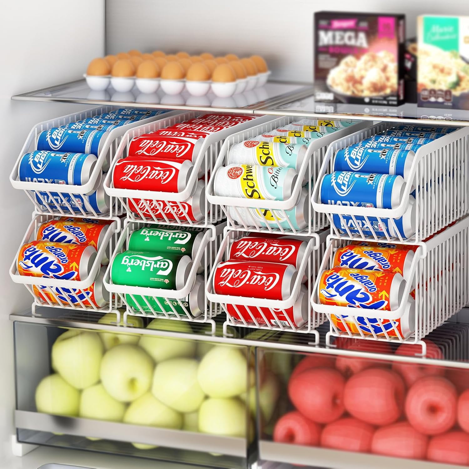 8 Pack Stackable Soda Can Organizer for Refrigerator, Can Holder ...