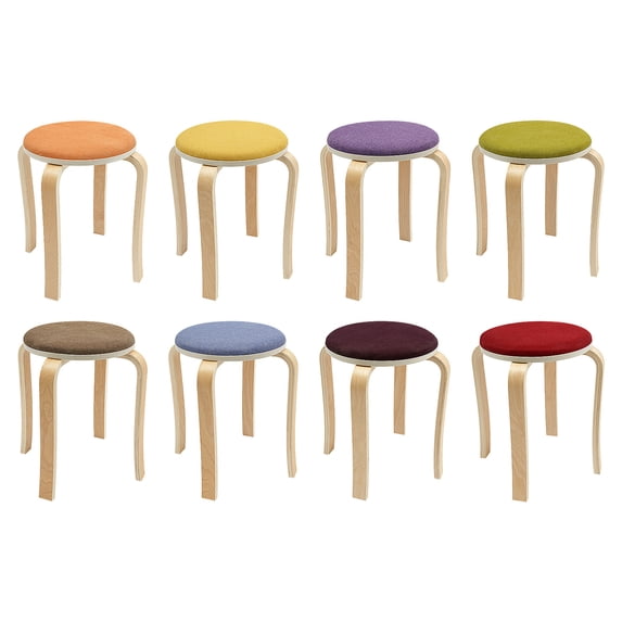 8-Pack Stackable Stools – Solid Wood & Fabric Seat, 440lbs Capacity ...