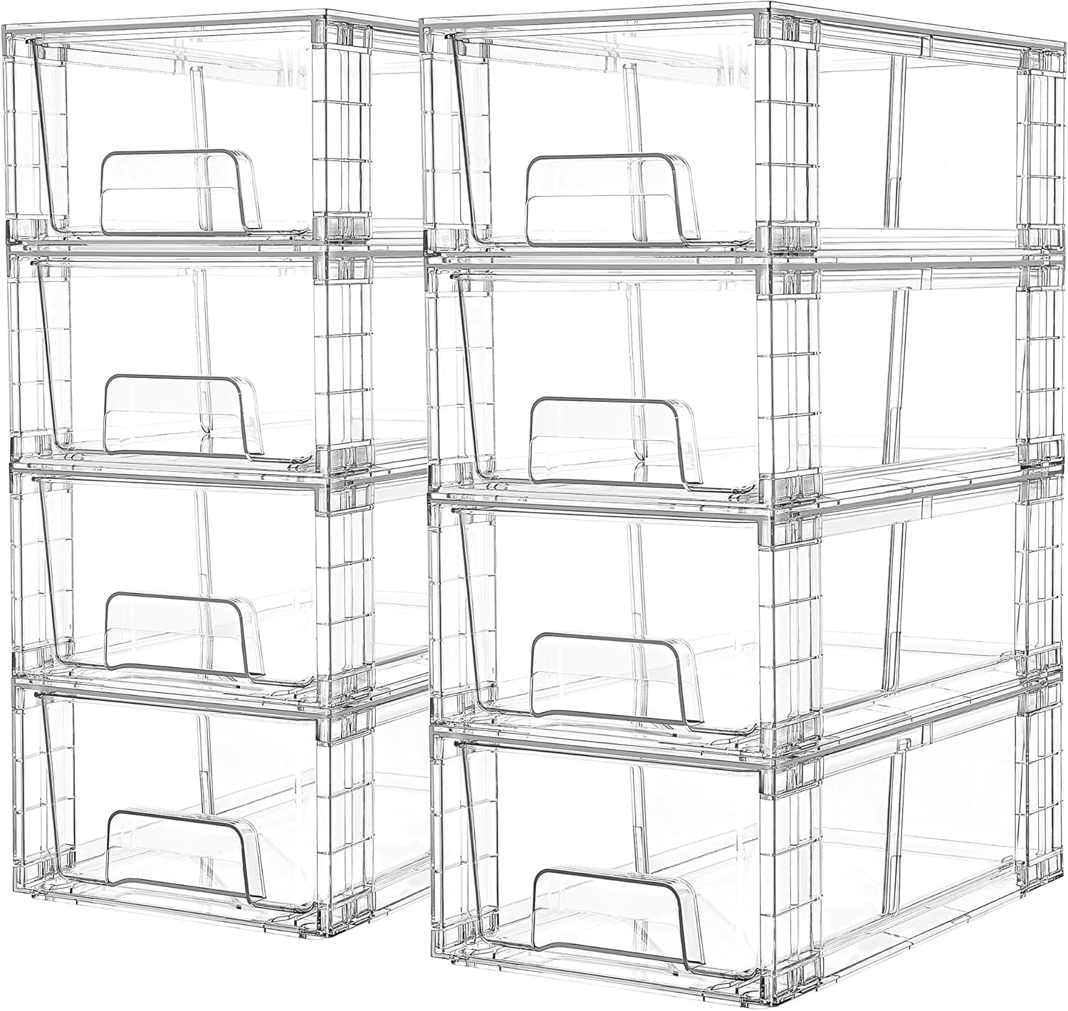 8 Pack Stackable Storage Drawers,Clear Acrylic Drawer Organizers with ...