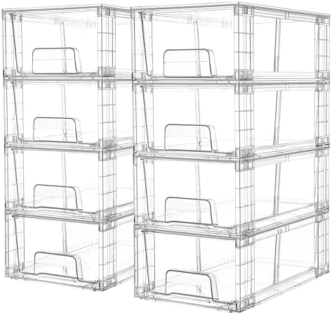8 Pack Stackable Storage Drawers,Clear Acrylic Drawer Organizers with ...
