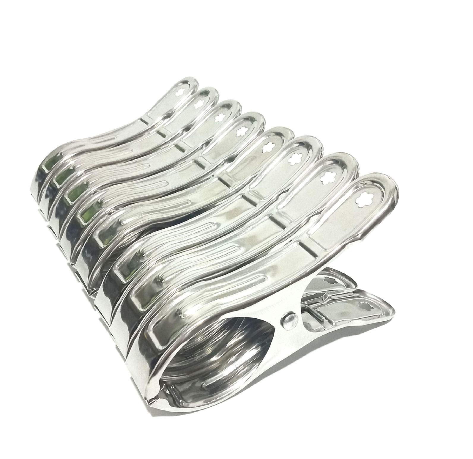 8 Pack Stainless Steel Clothespins,4.7 Inch Towel Clips for Beach ...