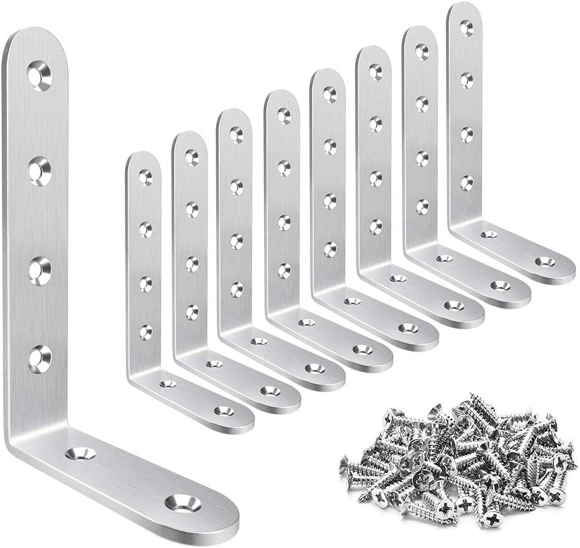 "8-Pack Stainless Steel L Brackets, 5"" x 3"" Heavy Duty Corner Brace ...