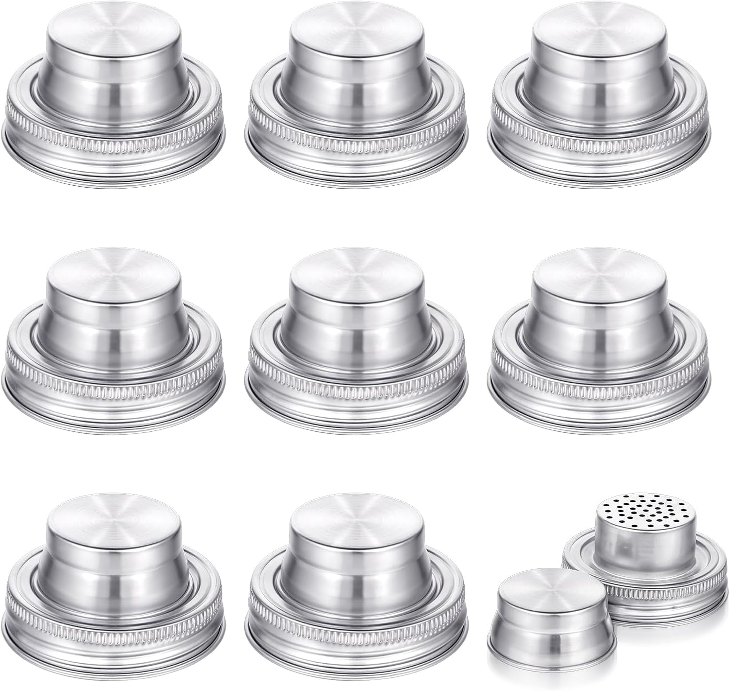 8 Pack Stainless Steel Mason Jar Shaker Lids with Silicone Seals for ...