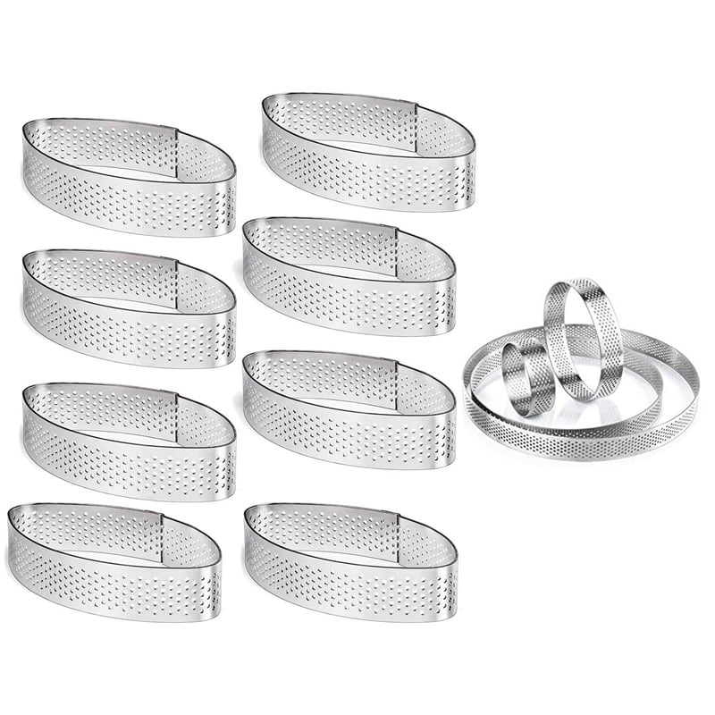 8 Pack Stainless Steel Tart Ring,Cake Mould (Boat) & 4x Round ...