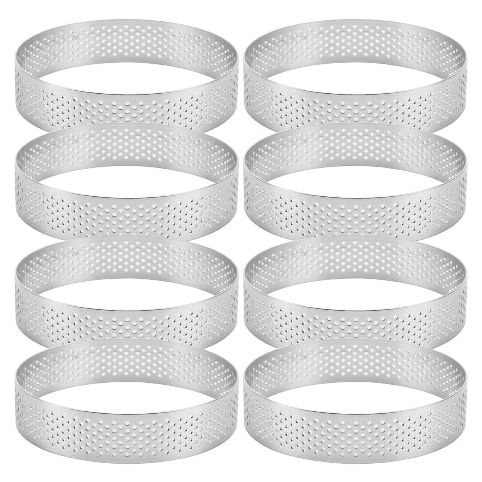 8 Pack Stainless Steel Tart Rings, Heat- Perforated Cake Mousse Ring ...