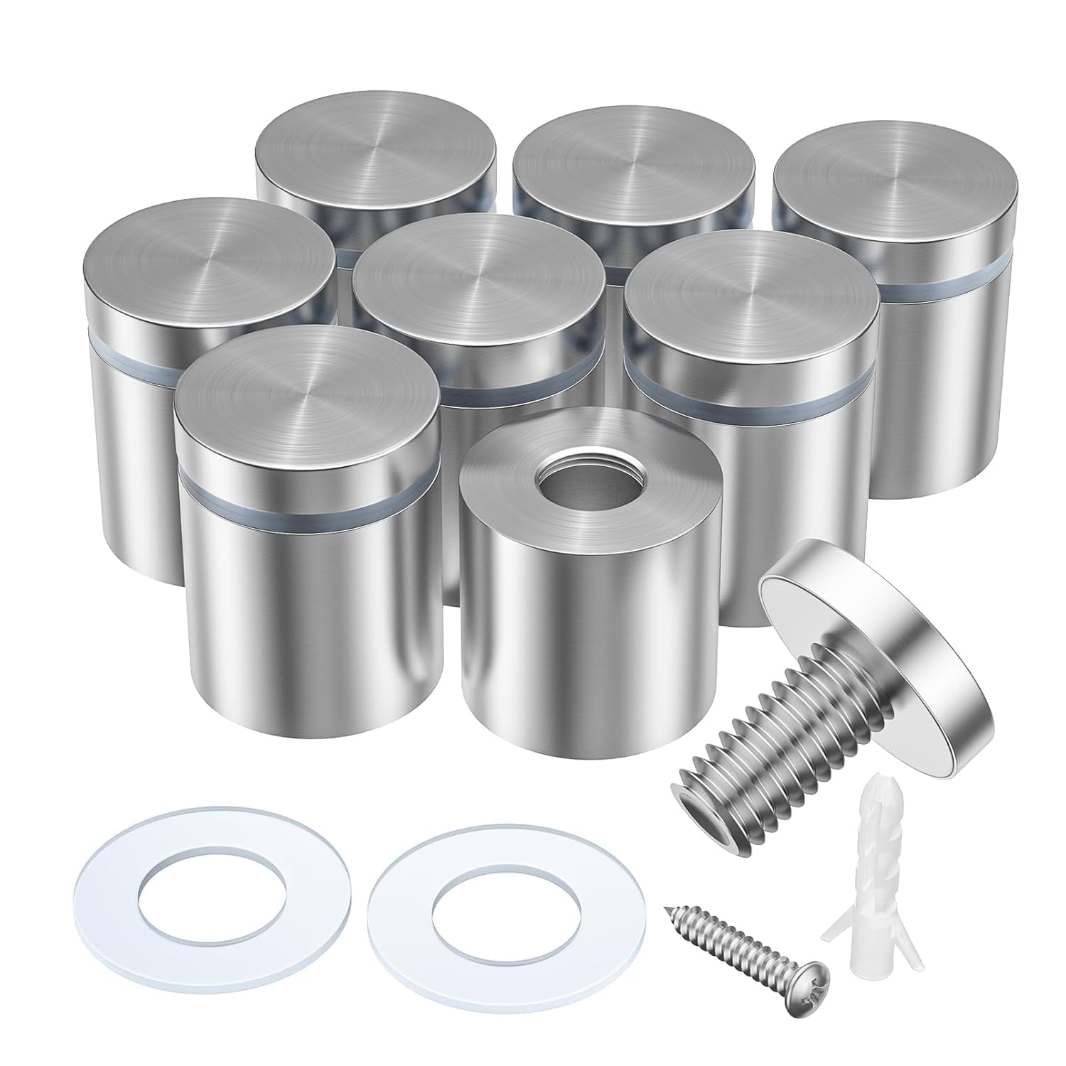 8 Pack Standoff Screws for Acrylic (1 in. Dia x 1 in. L), Stainless ...