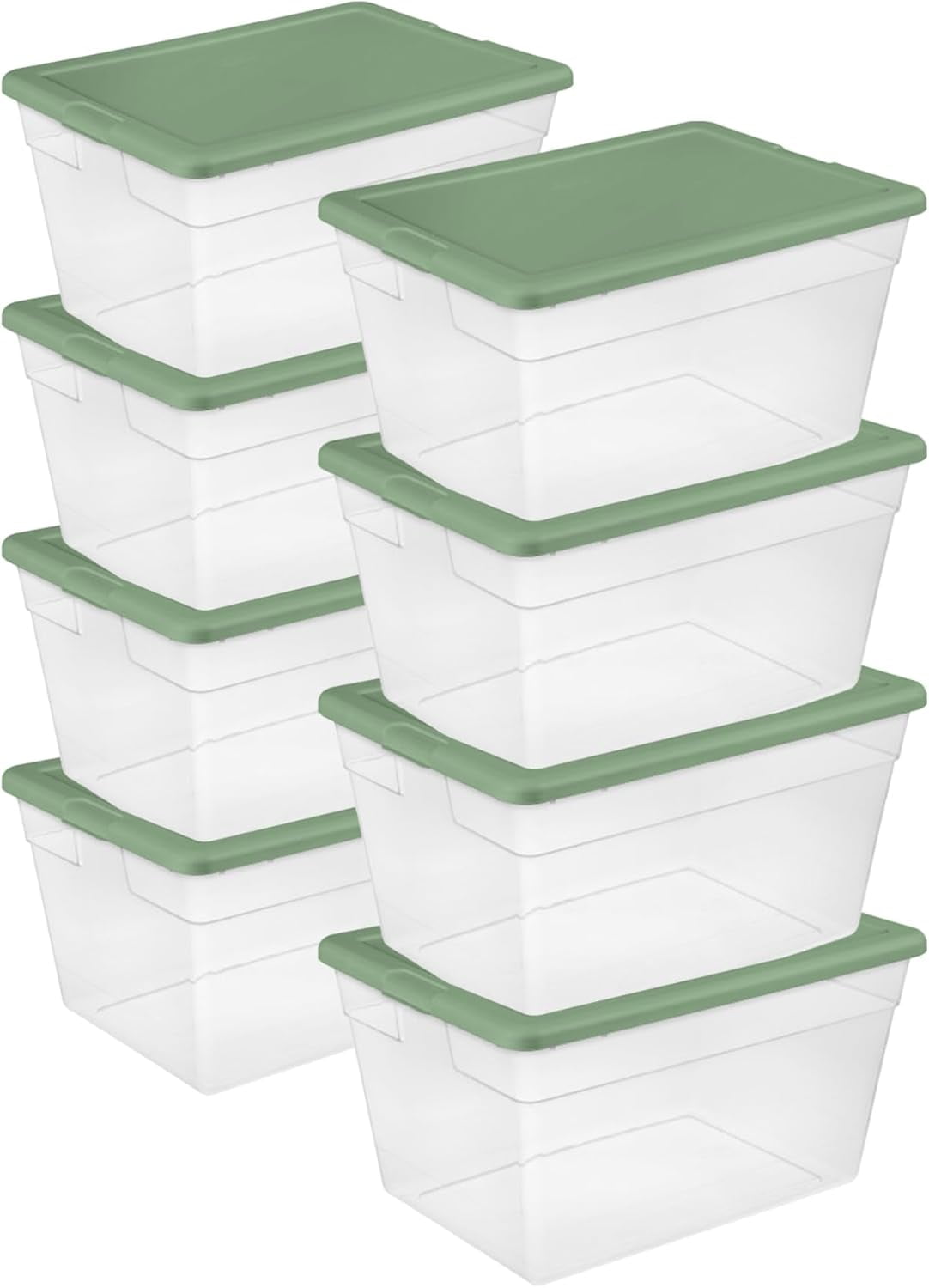 8-Pack Storage Box, Plastic Container Bins with Lids, 56 Quart, Crisp ...
