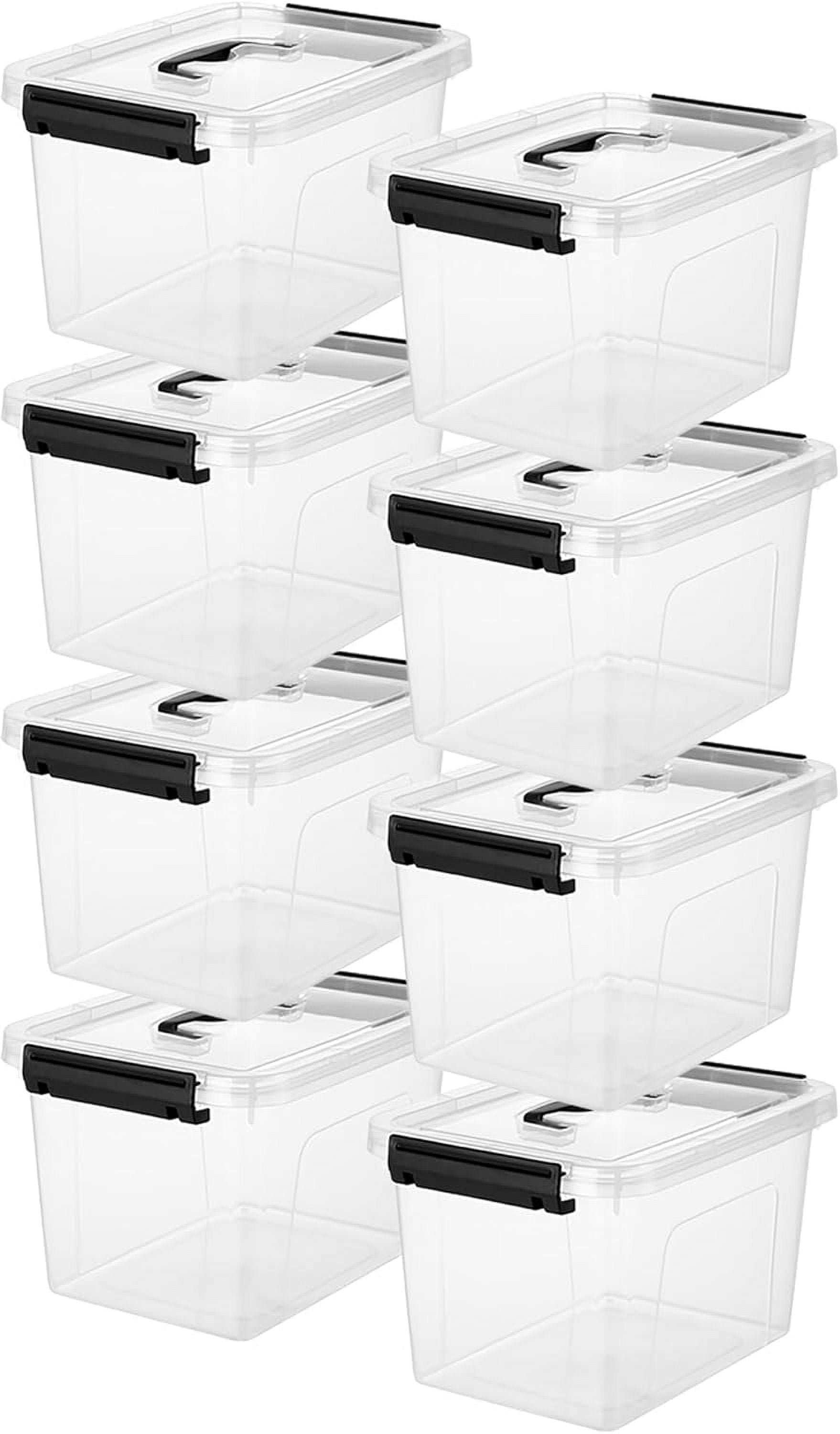 8-Pack Storage Latch Bins with Lids/Handle, 5 Quart Clear Plastic ...