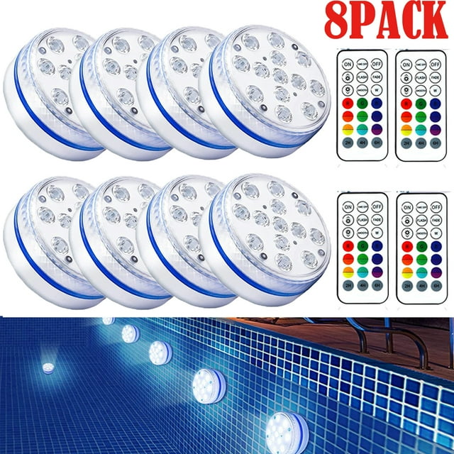 8-Pack Submersible LED Pool Lights for Above Ground Pools, Upgraded ...