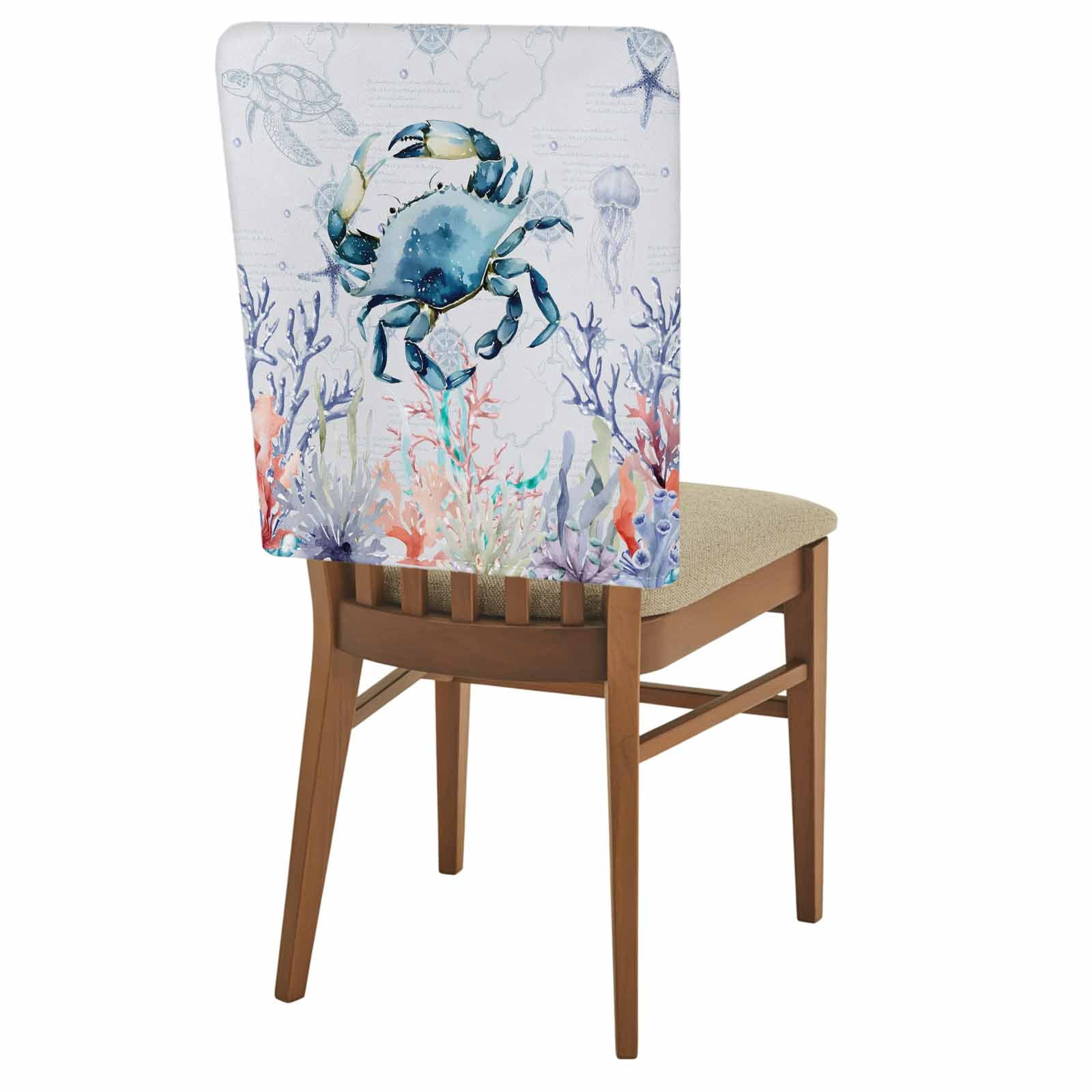 8 Pack Summer Ocean Chair Back Covers Watercolors Teal Crabs Corals ...