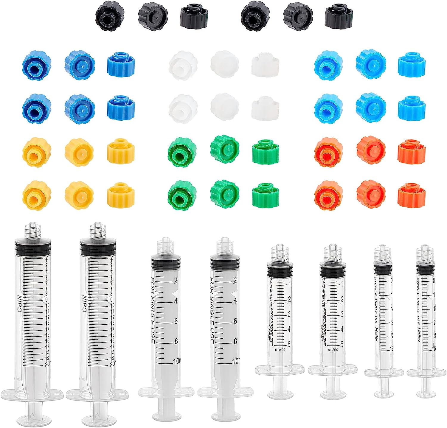 8 Pack Syringe Set - 3/5/10/20ml Plastic Syringes with Luer Slip Tip 42 ...