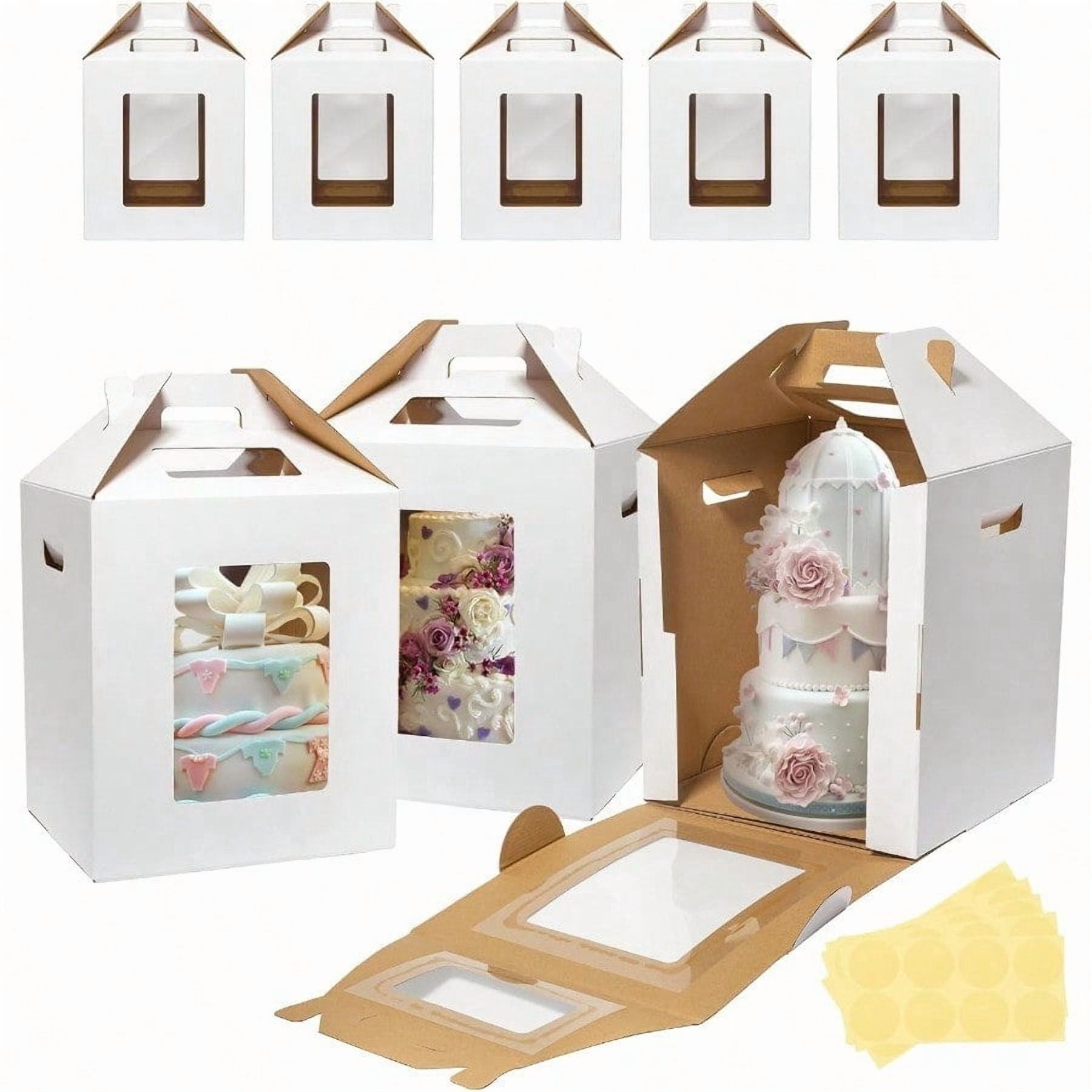 8 Pack Tall Cake Boxes for Tier Cakes 10x10x12 Inch Disposable Layer ...