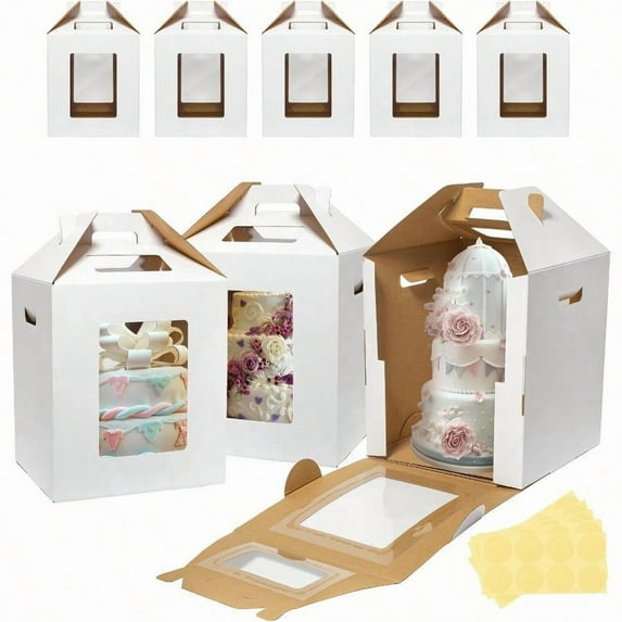 8 Pack Tall Cake Boxes for Tier Cakes 10x10x12 Inch Disposable Layer ...
