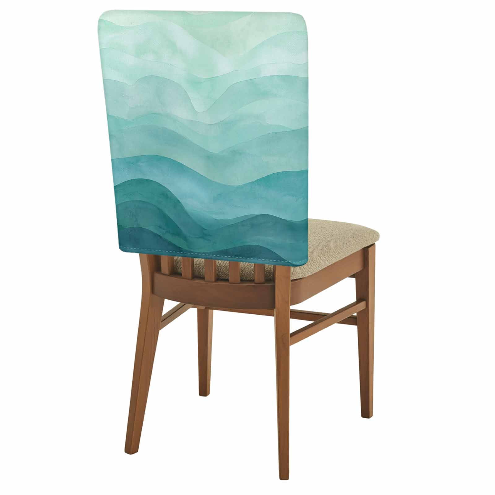 8 Pack Teal Abstract Waves Chair Back Covers Sea Ocean Ripples Coastal ...