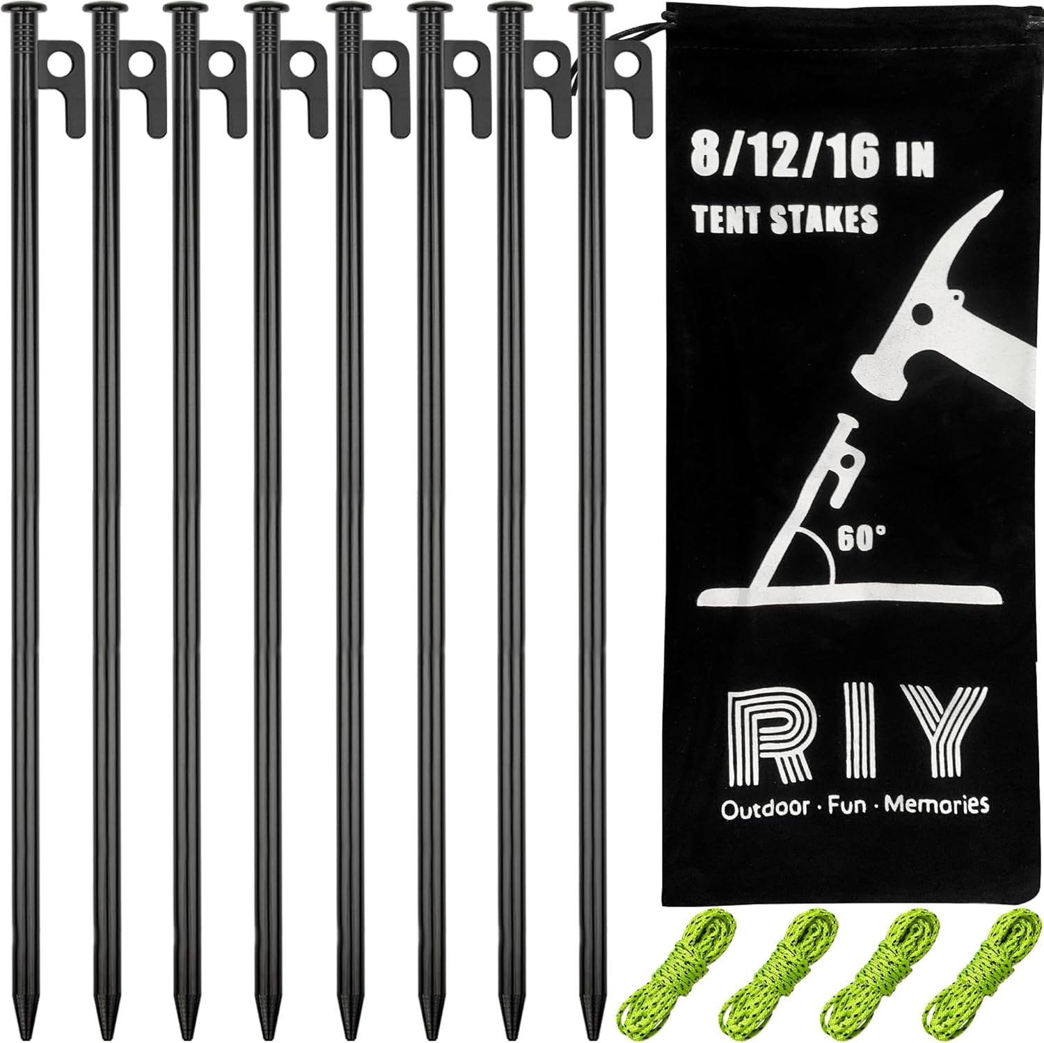 8 Pack Tent Stakes Heavy Duty Metal Tent Pegs for Camping Steel Tent ...