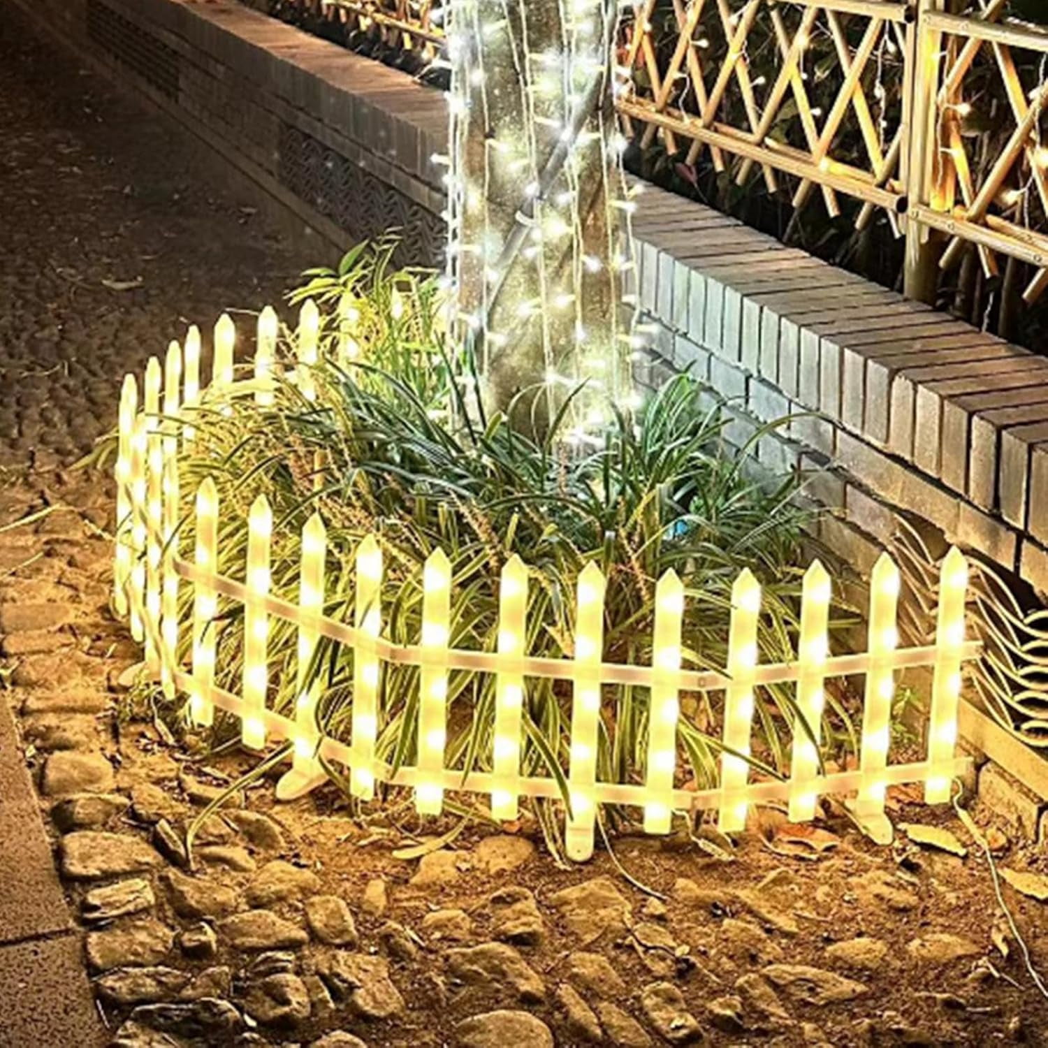 8 Pack Thick Christmas Tree Fence, Christmas Tree Gate with LED String ...