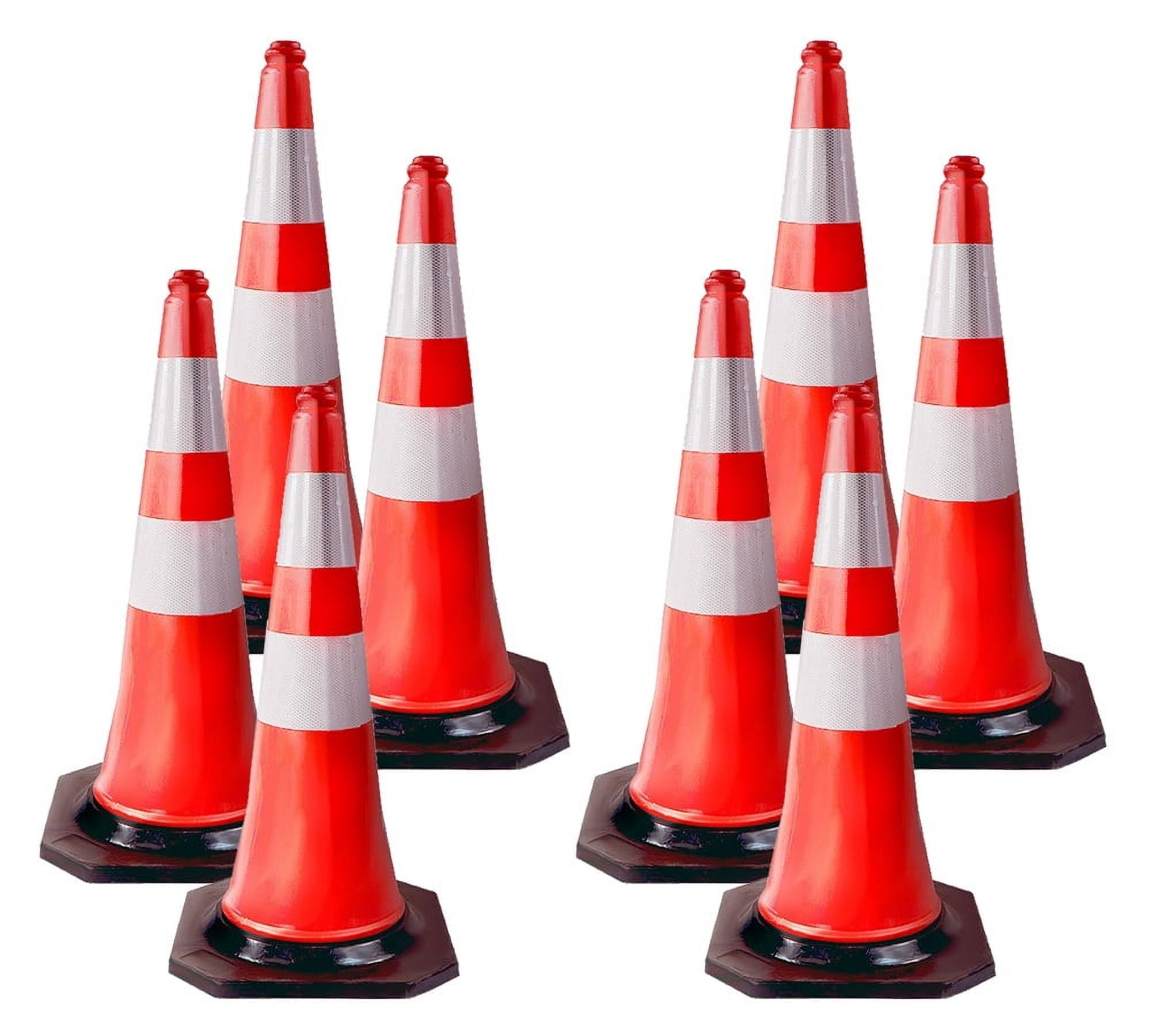 8 Pack Traffic Cones 28 Inch with Reflective Collars & Solid Black ...