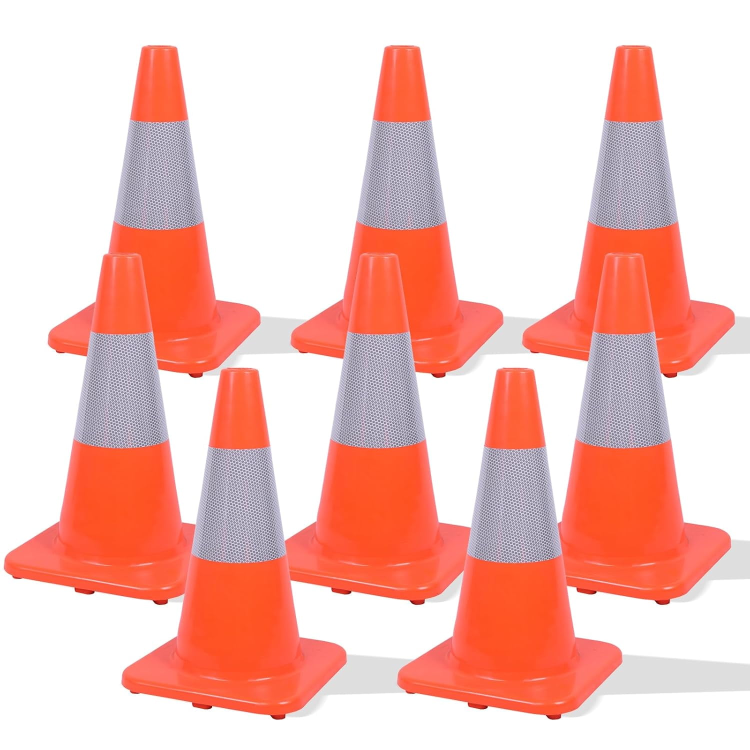 8 Pack Traffic Safety Cones PVC Cone Road Cone 18 inch Construction ...