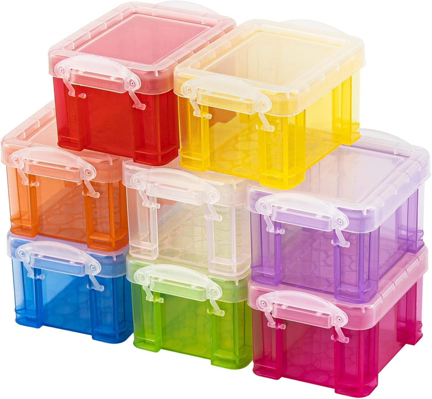 8 Pack Translucent Small Plastic Boxes Mini Desktop Storage Box 3.3" x ...