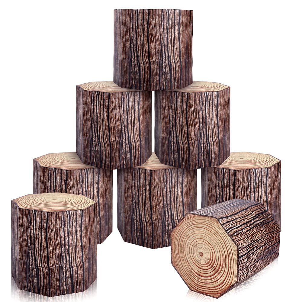 8 Pack Tree Stump Decor Boxes Foldable Paper Storage Boxes for Western ...