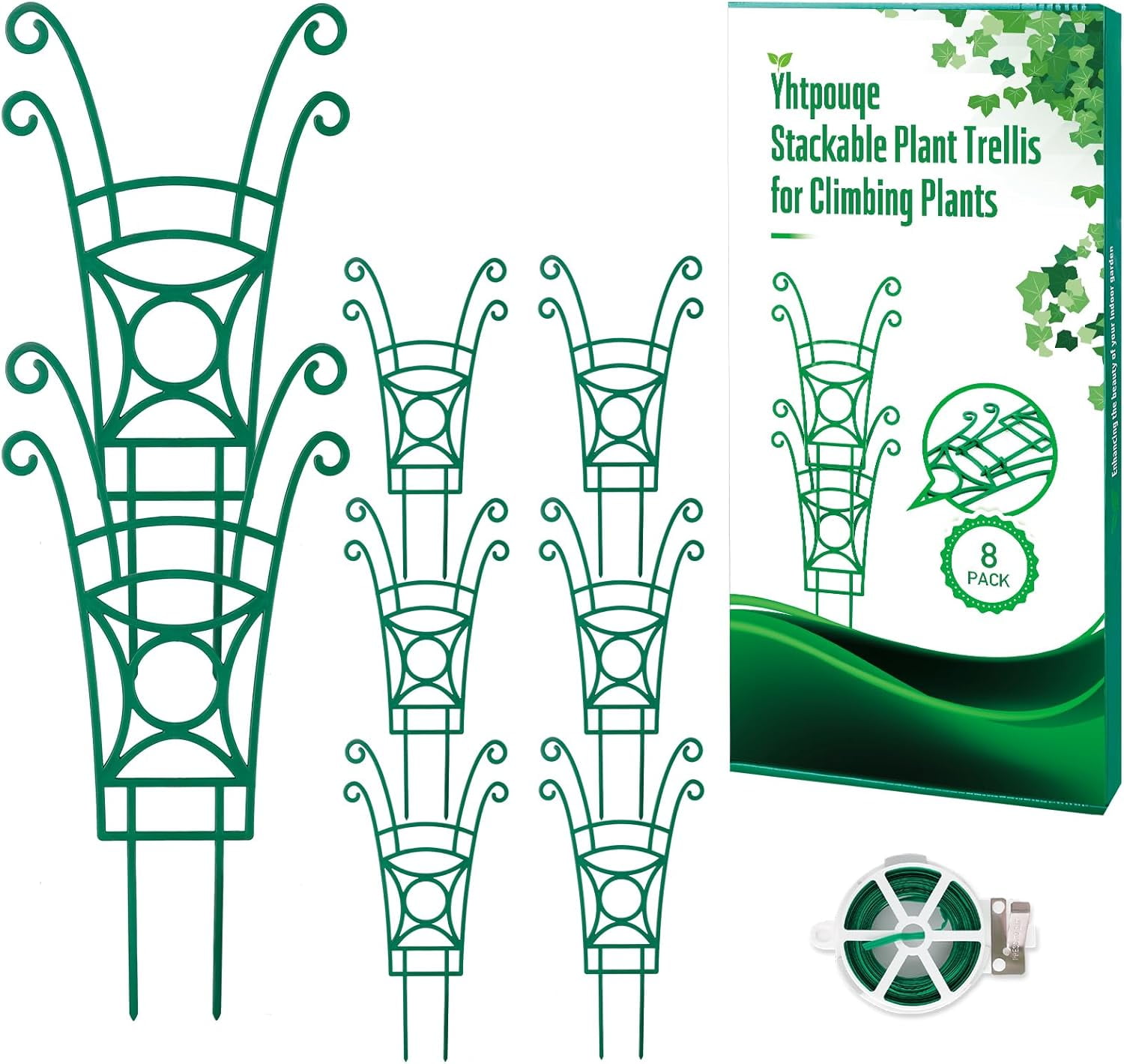 8 Pack Trellis for Potted Plants, Stackable Indoor Plant Trellis for Climbing Plants, Garden ...