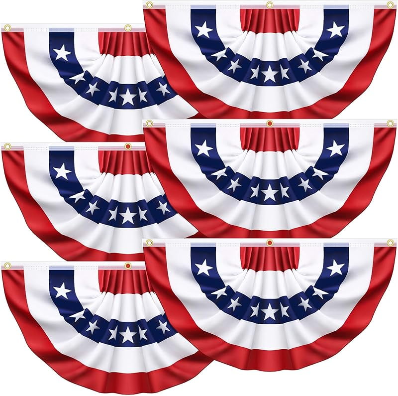 8 Pack USA Pleated Bunting Fan Flags, 1.5x3 Ft Patriotic Half Fan ...
