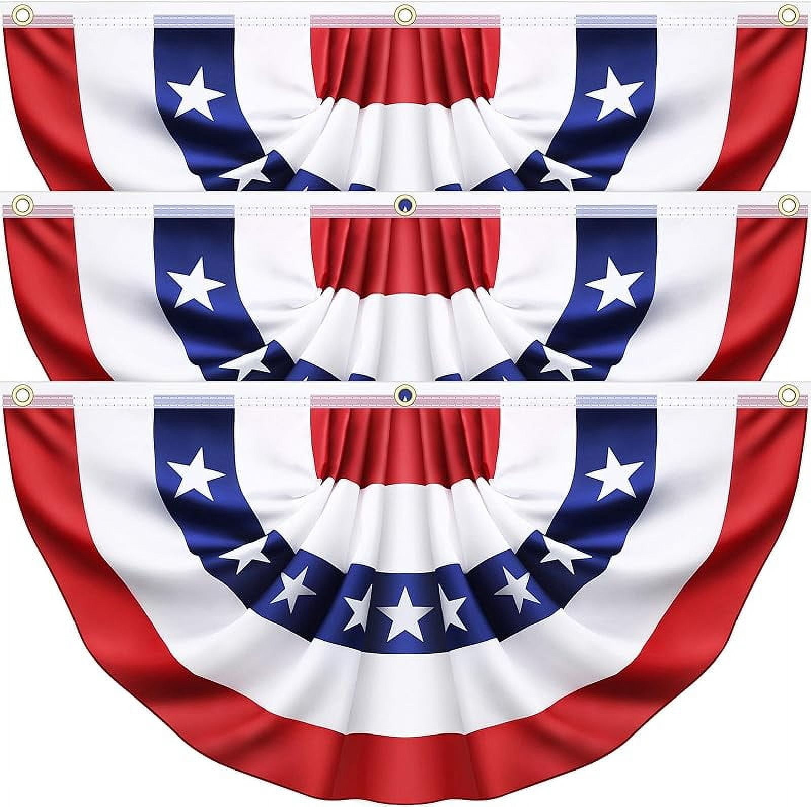 8 Pack USA Pleated Bunting Fan Flags, 1.5x3 Ft USA Patriotic Half Fan ...