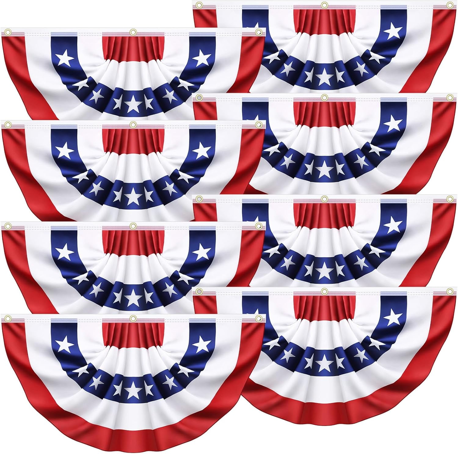 8 Pack USA Pleated Bunting Fan Flags, 1.5x3 Ft USA Patriotic Half Fan ...
