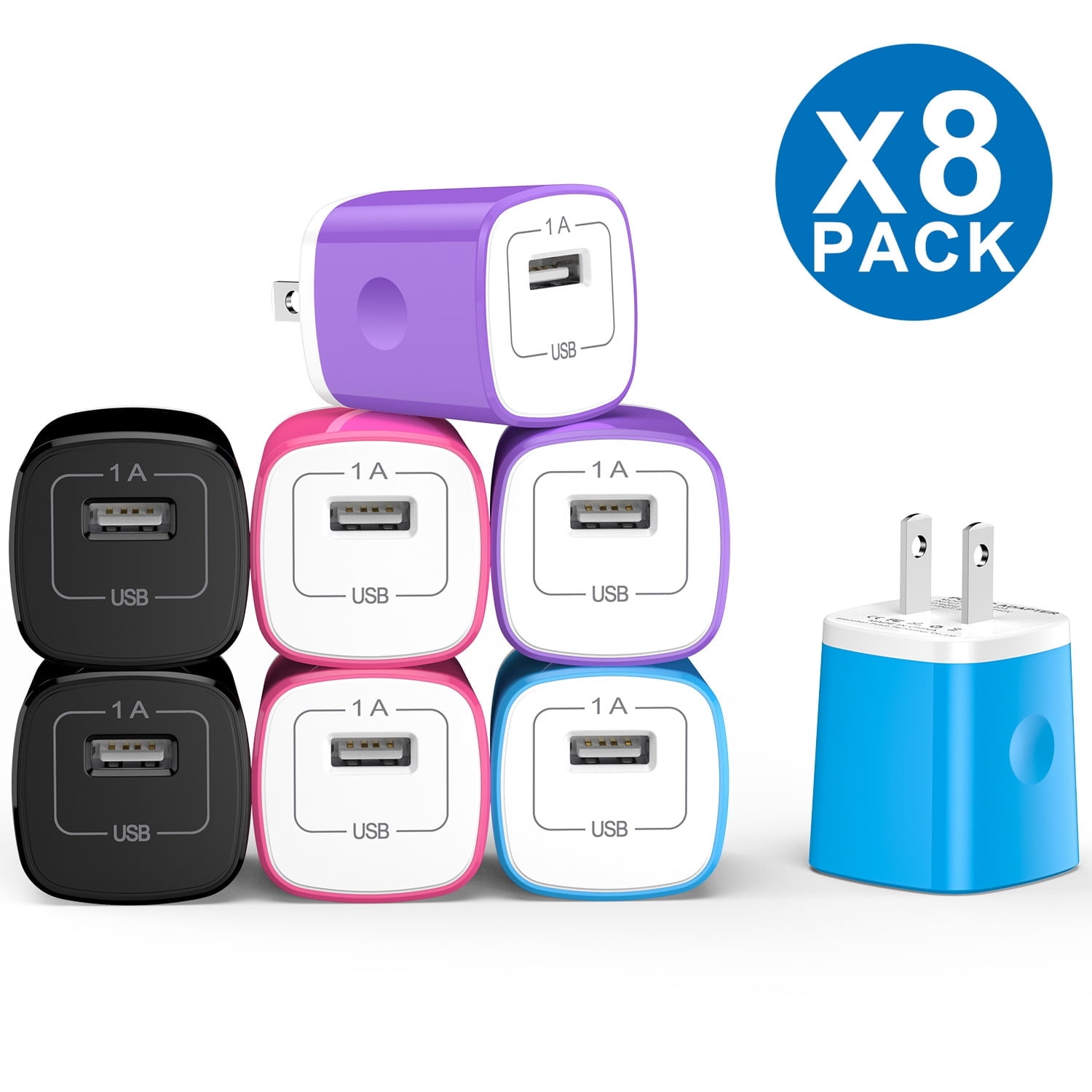 8 Pack USB C Charger Blcok, Hootek 1A Wall Charger Block Type C Block ...