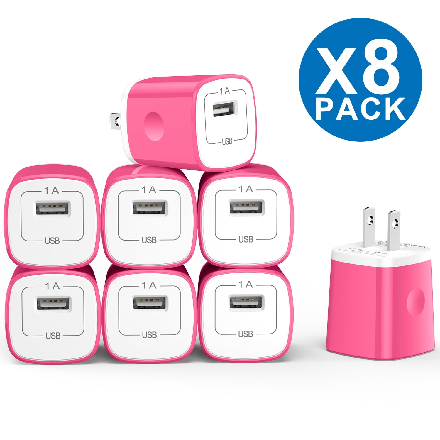 8 Pack USB C Charger Blcok, Hootek 1A Wall Charger Block Type C Block ...