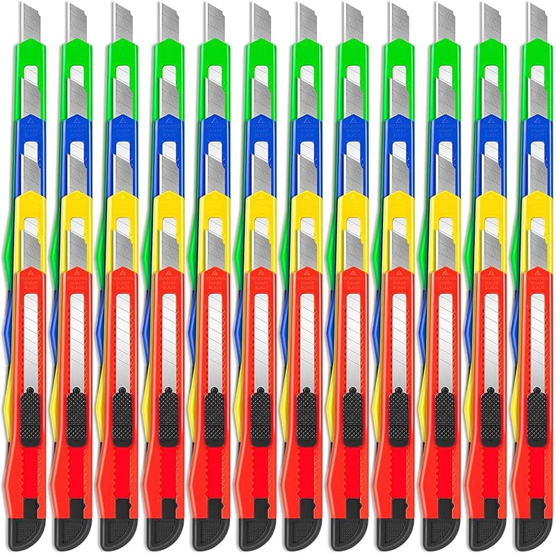 8 Pack Utility Knife Box Cutters (9mm Wide Blade Cutter 4 Colors) Box ...