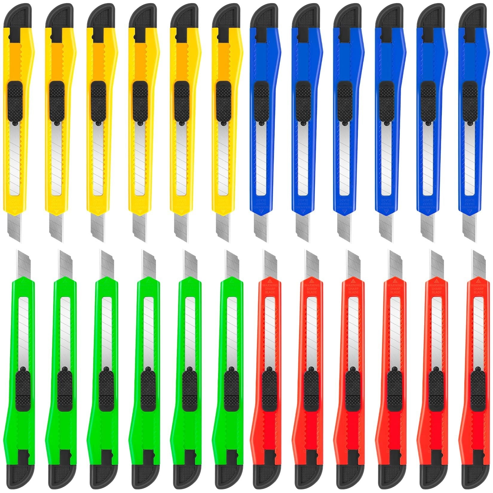 8 Pack Utility Knife Box Cutters (9mm Wide Blade Cutter 4 Colors) Box ...