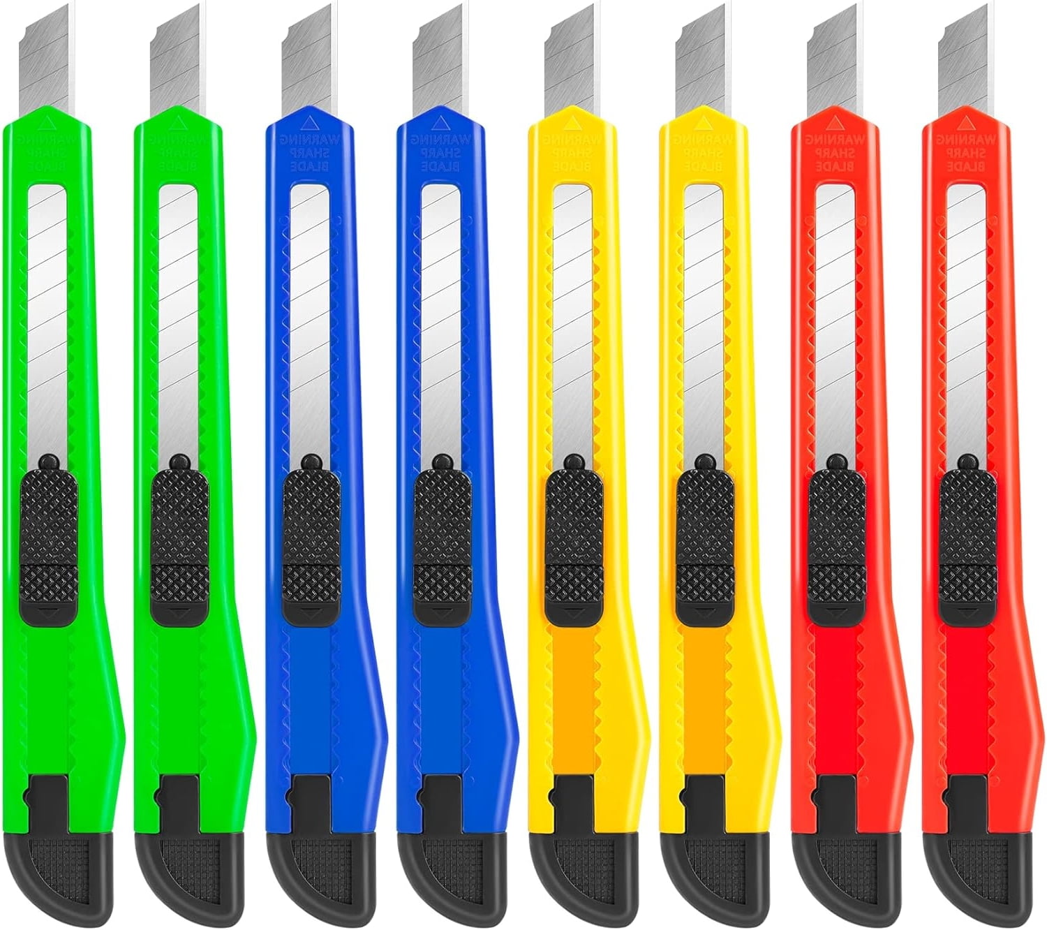 8 Pack Utility Knife Box Cutters (9mm Wide Blade Cutter 4 Colors) Box ...