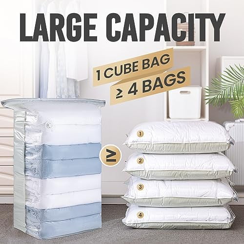 8 Pack Vacuum Storage Bags, Jumbo Cube (31x40x15 Inch), Extra Large ...