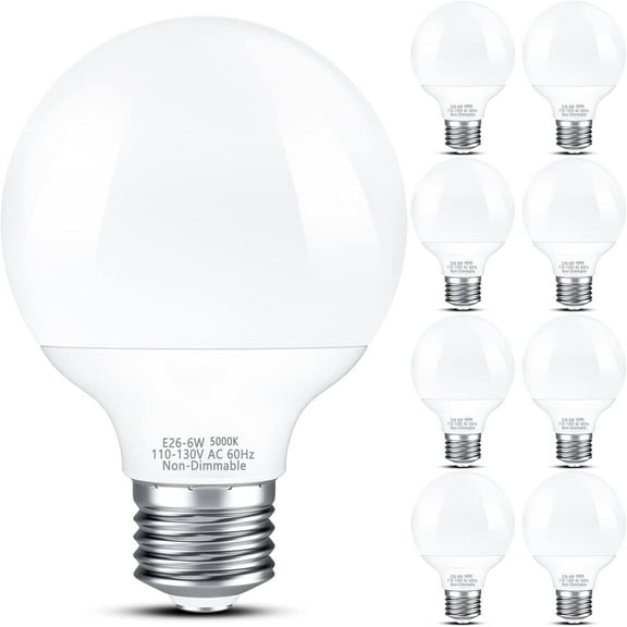 JINYUN-G25 LED Globe Light Bulbs 60W Equivalent, Neutral White 4000K ...