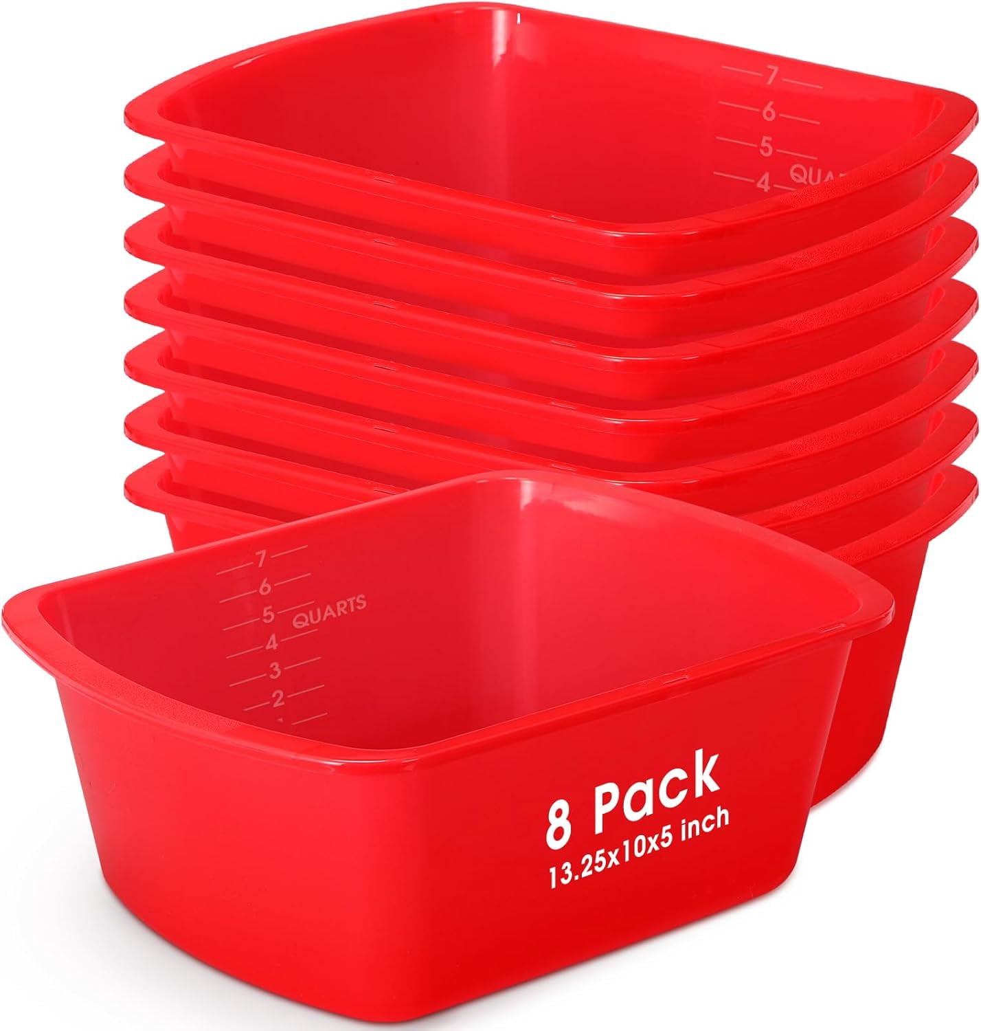 8 Pack Wash Basins Plastic Wash Tub White 7 Quart Graduated Buckets ...