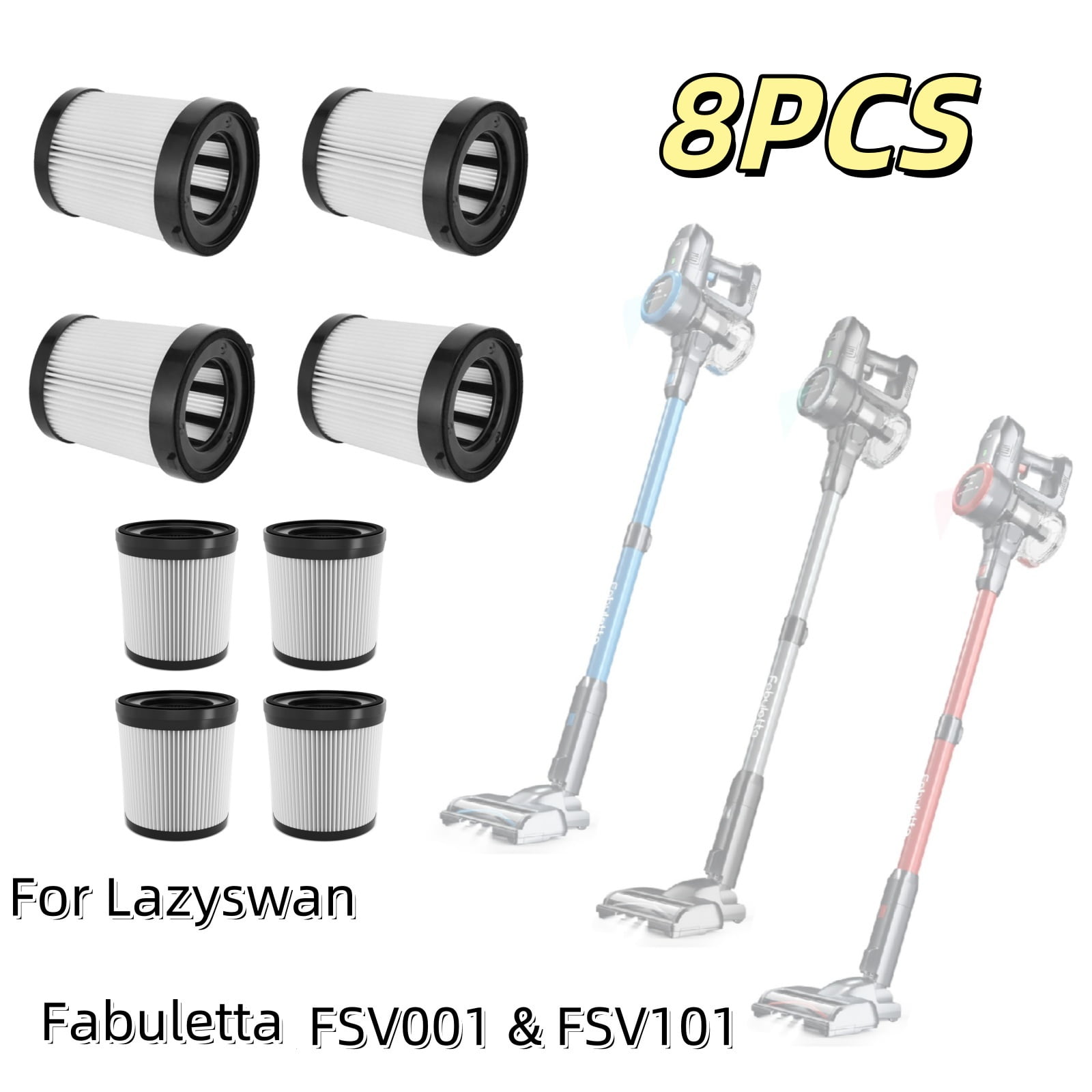 8 Pack Washable HEPA Filter Kit Cordless Vacuum Cleaner HEPA ...