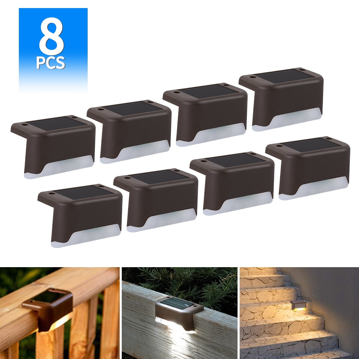 8-Pack Waterproof Solar LED Light Bright Deck Outdoor Patio Lights ...