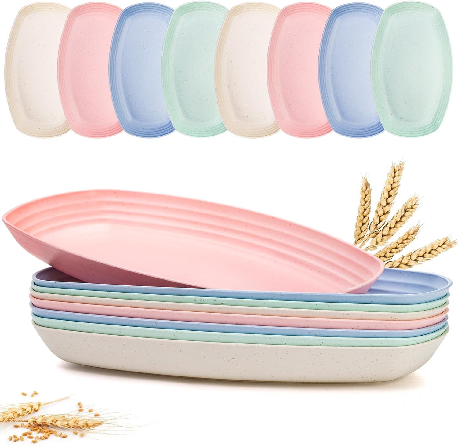 8 Pack Wheat Straw Plates, 11 Inch Microwave Safe Lunch Dinner Plates ...