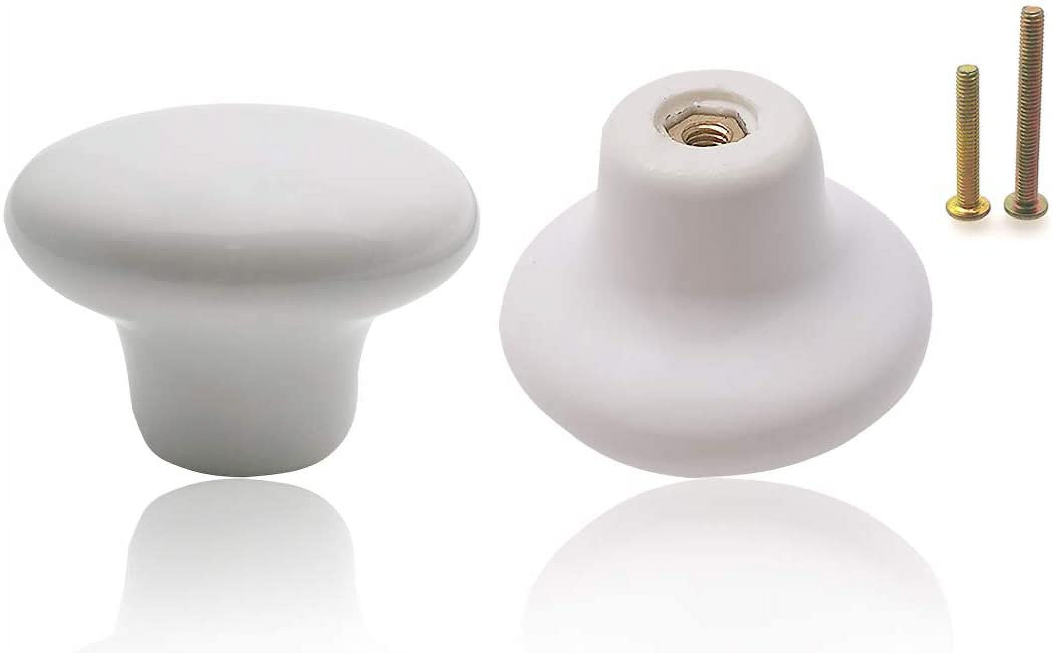 8 Pack White Ceramic Cabinet Knobs Round Shape Drawer Knob Kitchen ...