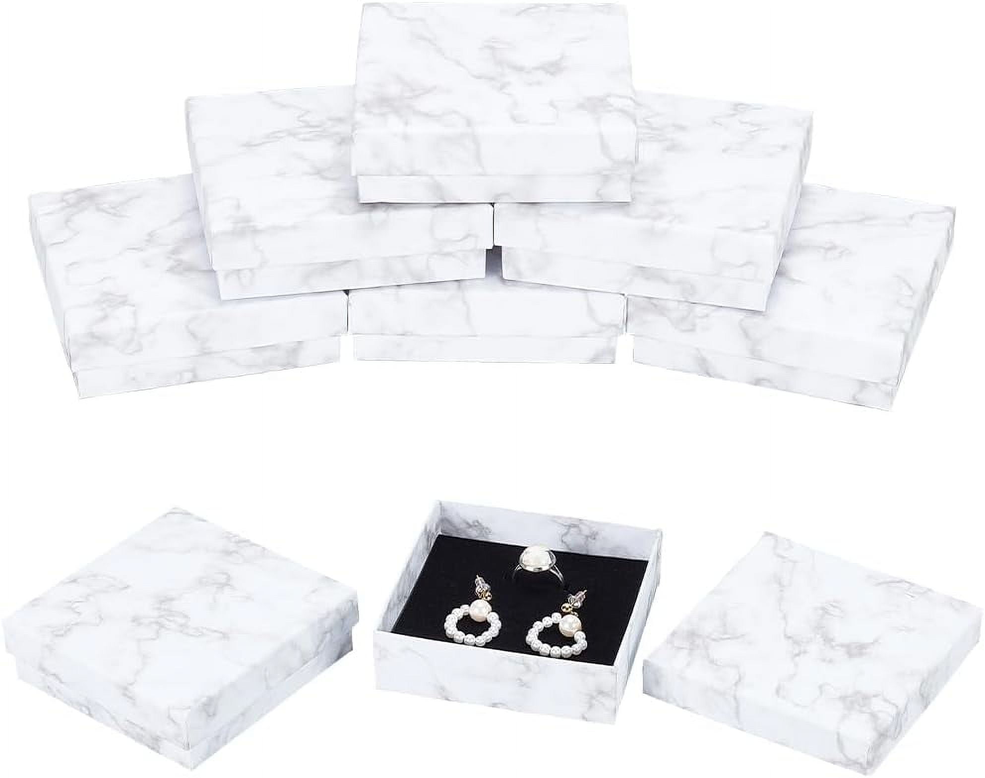 8 Pack White Marble Effect Square Cardboard Jewellery Pendant Boxes ...